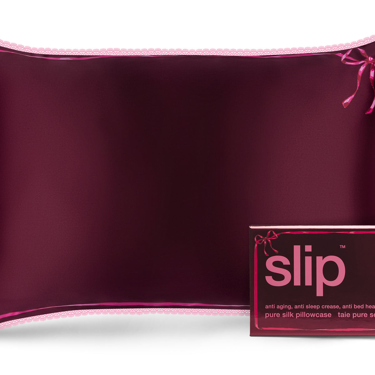 SLIP PURE SILK PILLOWCASE - CRIMSON KISS - QUEEN - ZIPPERED – Slip UK